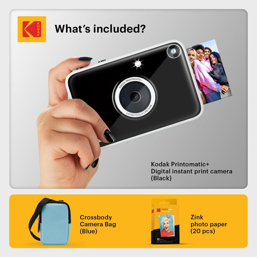 KODAK Printomatic+ Instant Print Digital Camera Starter Bundle + Carry ...