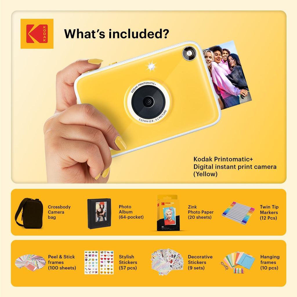 KODAK Printomatic+ Full Color Instant Print Digital Camera Gift Bundle ...