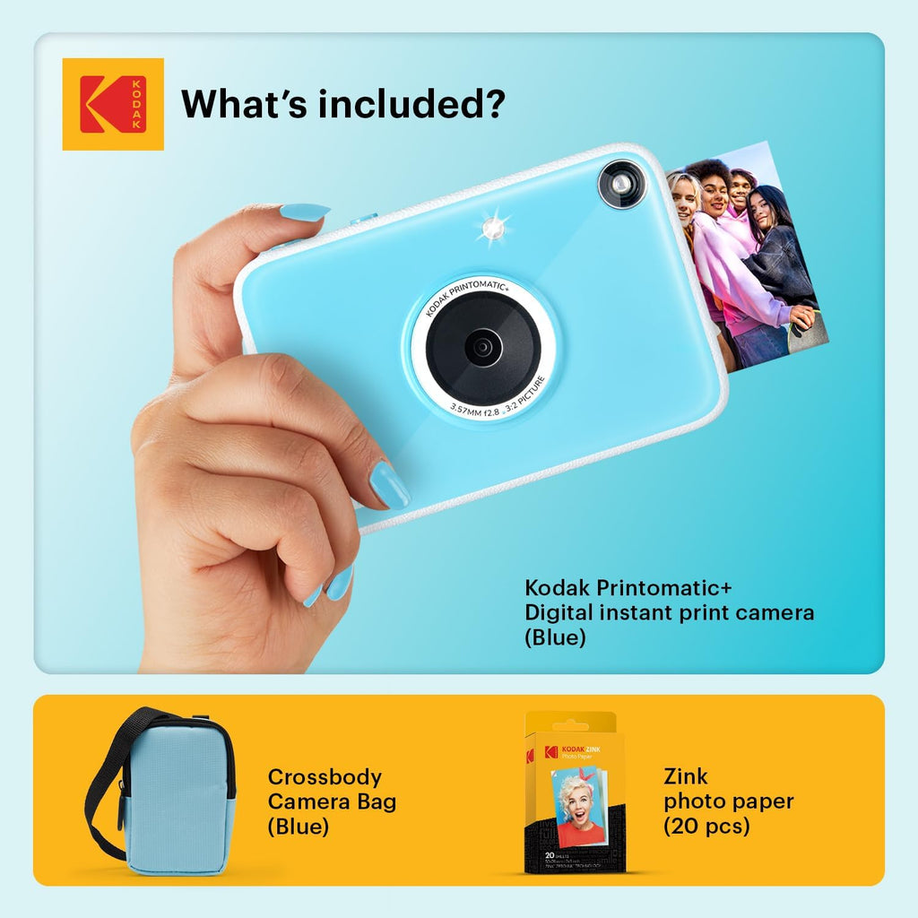 KODAK Printomatic+ Instant Print Digital Camera Starter Bundle + Carry ...