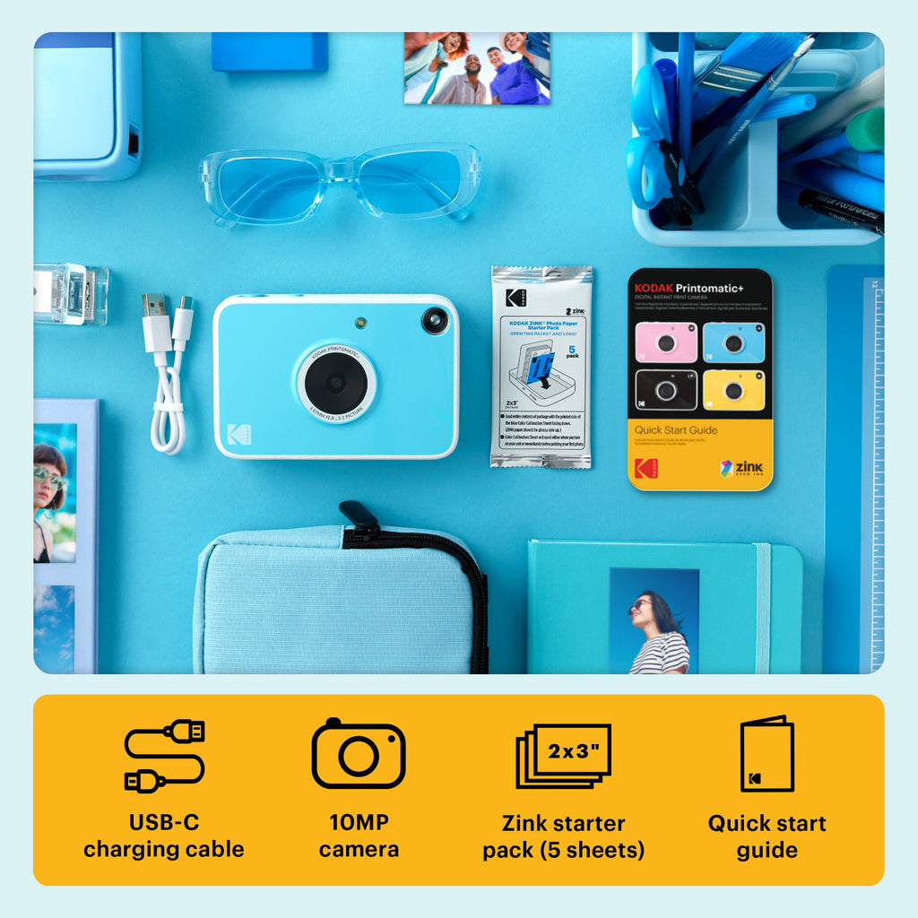 Kodak Printomatic+ Digital Instant Camera Blue – KODAK Photo Plus