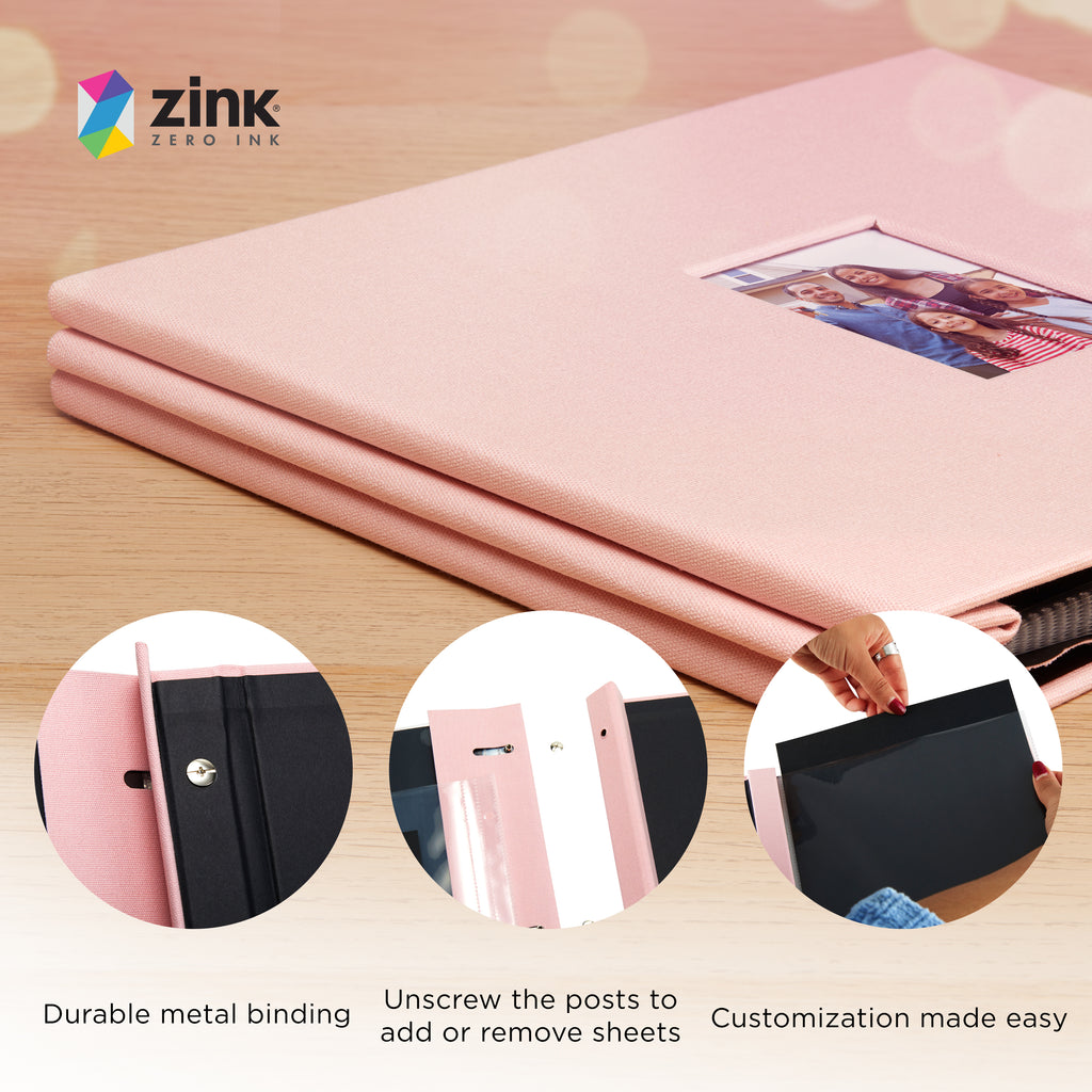 Zink Cloth Covered Scrapbook 8x8” Photo Album w/Front Picture Window ...