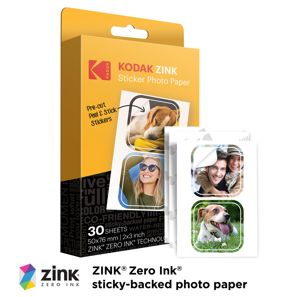 KODAK 2”x3” Zink Pre-Cut Sticker Photo Paper 30 Sheets – Kodak Photo Plus