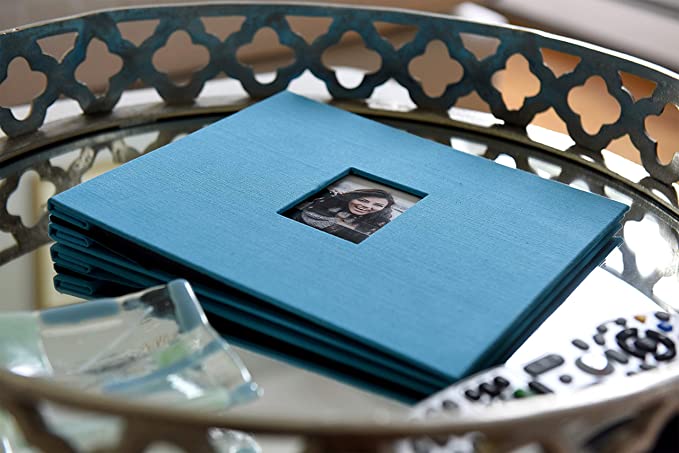 Zink Cloth Covered Scrapbook 8x8” Photo Album w/Front Picture Window ...